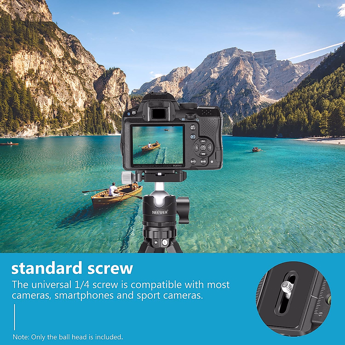 NEEWER 28mm Low Profile Tripod Ball Head 360° Panoramic Rotating with 1/4" Arca Type Quick Release Plate and Bubble Level for DSLR Cameras Tripods Monopods Slider, Max Load: 5kg/11lb