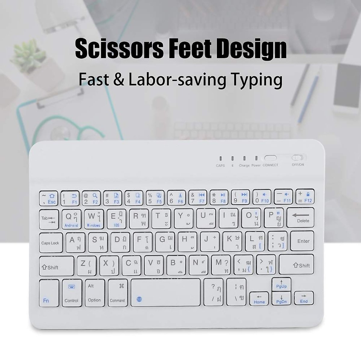 Thai Language Ultra Slim Bluetooth Keyboard Suitable for Android/iOS/Windows Systems.
