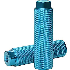 Amotor Bike Pegs Aluminum Alloy Anti-Skid Lead Foot Bicycle Pegs BMX Pegs for Mountain Bike Cycling Rear Stunt Pegs Fit 3/8 inch Axles (Sky-Blue)