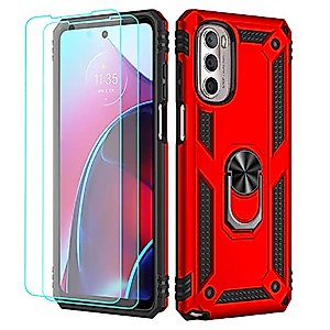 SunRemex for Moto G Stylus 5G 2022 Case with HD Screen Protector, [Not Fit Moto G Stylus 4G 2022] Magnetic Ring Holder Kickstand,Military Grade Protective for Motorola G Stylus 5G 2022 (5G_Red)