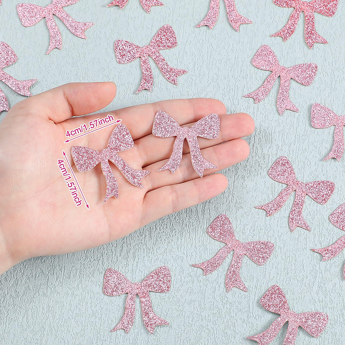 Dunzoom 300 Pcs Pink Bow Bachelor Party Confetti She's Tying The Knot Confetti Table Decorations Glitter Confetti Pink Coquette Bow for Girls Birthday Party Bridal Shower Wedding Party Supplies
