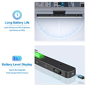 WILLED 3W Dimmable Mirror Lights,3 Colors Adjustable Wall Light with 120 LED,Touch Control,2000mAh Rechargeable Battery Makeup Light, Magnetic Stick Light Bar for Cabinet,Kitchen,Closet,Bedside,Desk