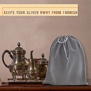 6 Pcs Silver Storage Bags 18 x 18 Inch Anti Tarnish Storage Bag Fabric Cloth Bags for Silver Jewelry Silverware Protection Flatware Silver Plate Tarnish(Dark Gray)