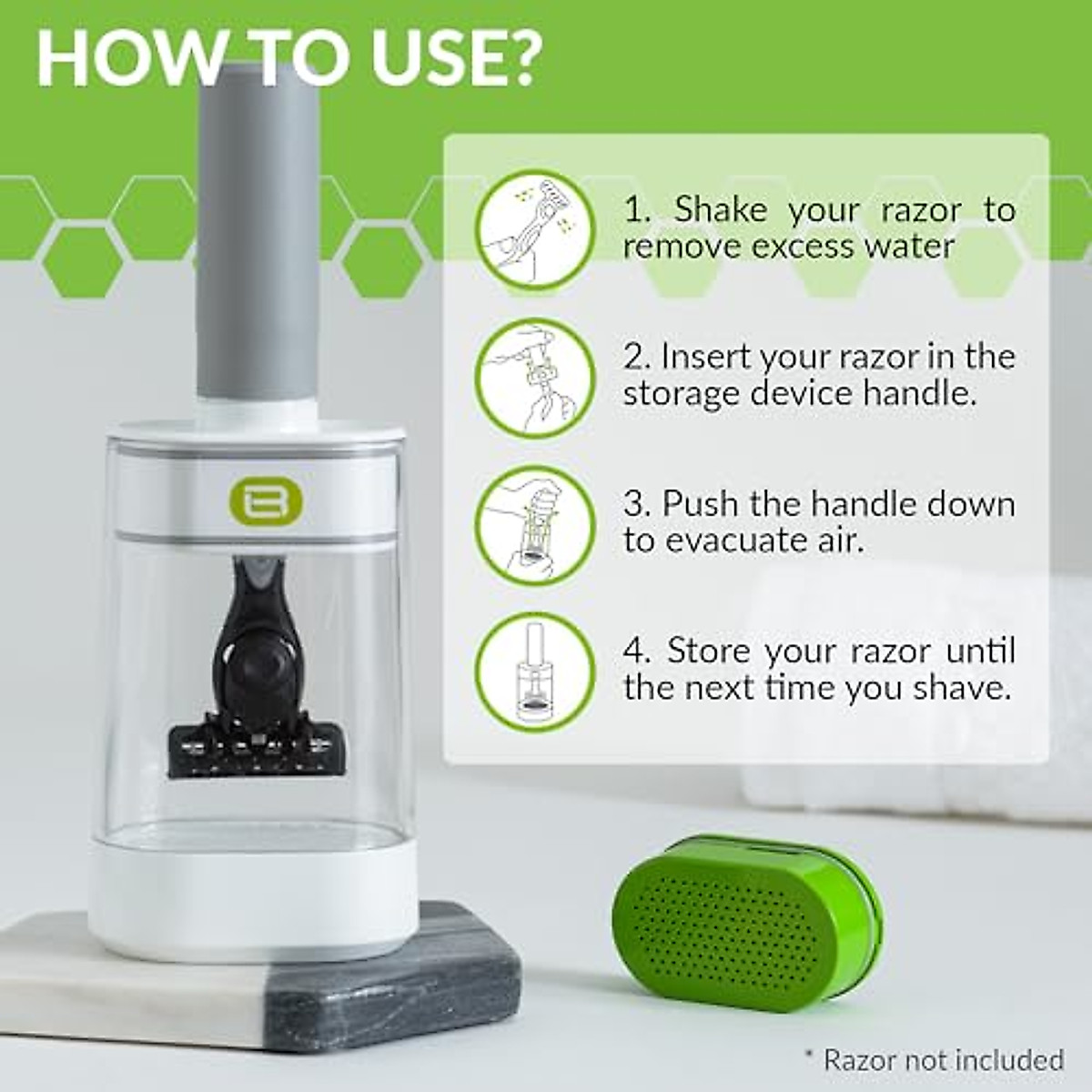 V1 for Men’s Razors Only: Razor Holder and Stand - Doubles the Life of your Blade - Deluxe Razor Case Keeps Blades Sharper for Longer