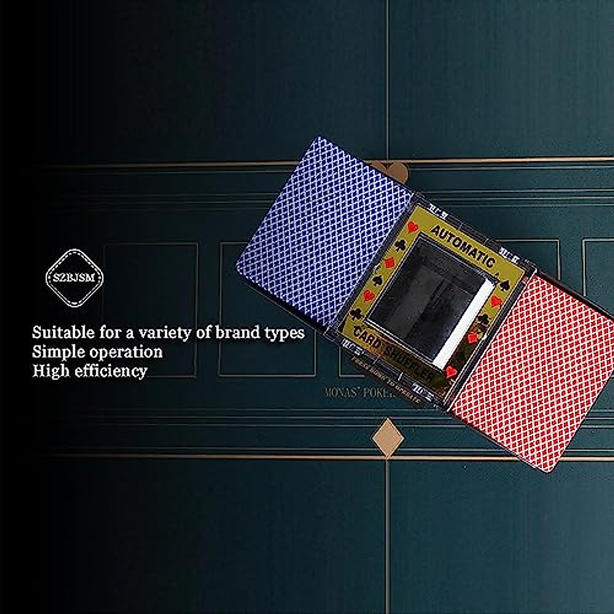 SZBJSMF Card Shuffler 2 Deck, Automatic Card Shuffler with 4 AA Battery for Deck of Playing Card, UNO, Texas Hold'em, Poker, Home Card Games, Blackjack