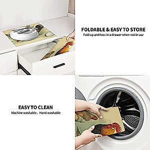 Italian Chickens Printed Drying Mat For Kitchen Ultra Absorbent Microfiber Dishes Drainer Mats Non-Slip Silicone Quick Dry Pad - 18 X 16inch