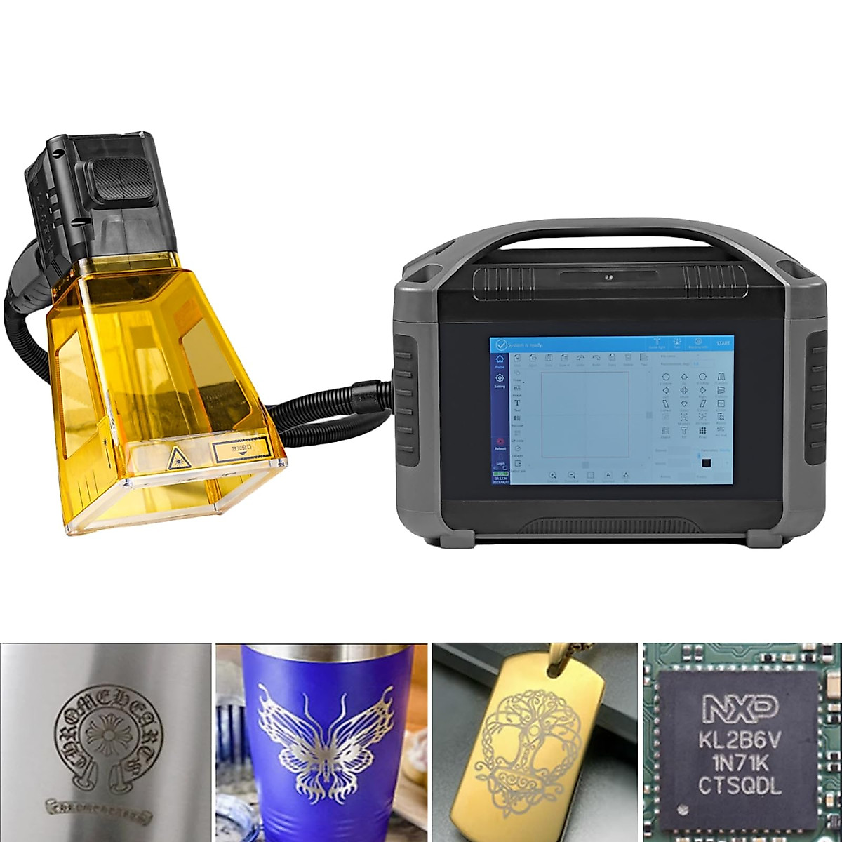 WTTTOOLS Fiber Laser Engraver 30W(0.874mW) Fiber Laser Marking Machine MAX Handheld Laser Engraving Machine Portable Laser Marker with 100 * 100mm Lens Battery Class 4 for Metal Non-Metal Material