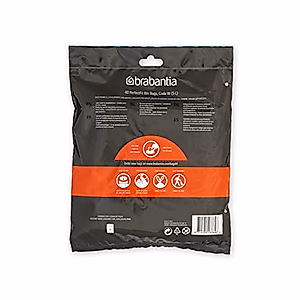 Brabantia PerfectFit Trash Bags (Size W/1.3 Gal) Thick Plastic Trash Can Liners with Drawstring Handles (40 Bags)