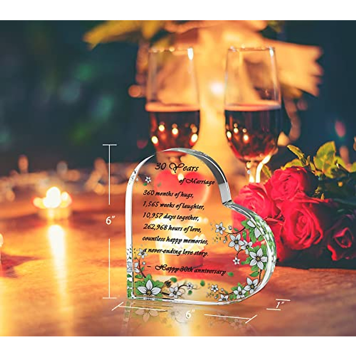 SigMntun Best 30th Anniversary Wedding Gifts for Couple, Parents - Anniversary Decorations and Marriage Gifts for Precious Moments, Card Included - A+ Class Clarity Crystal Heart