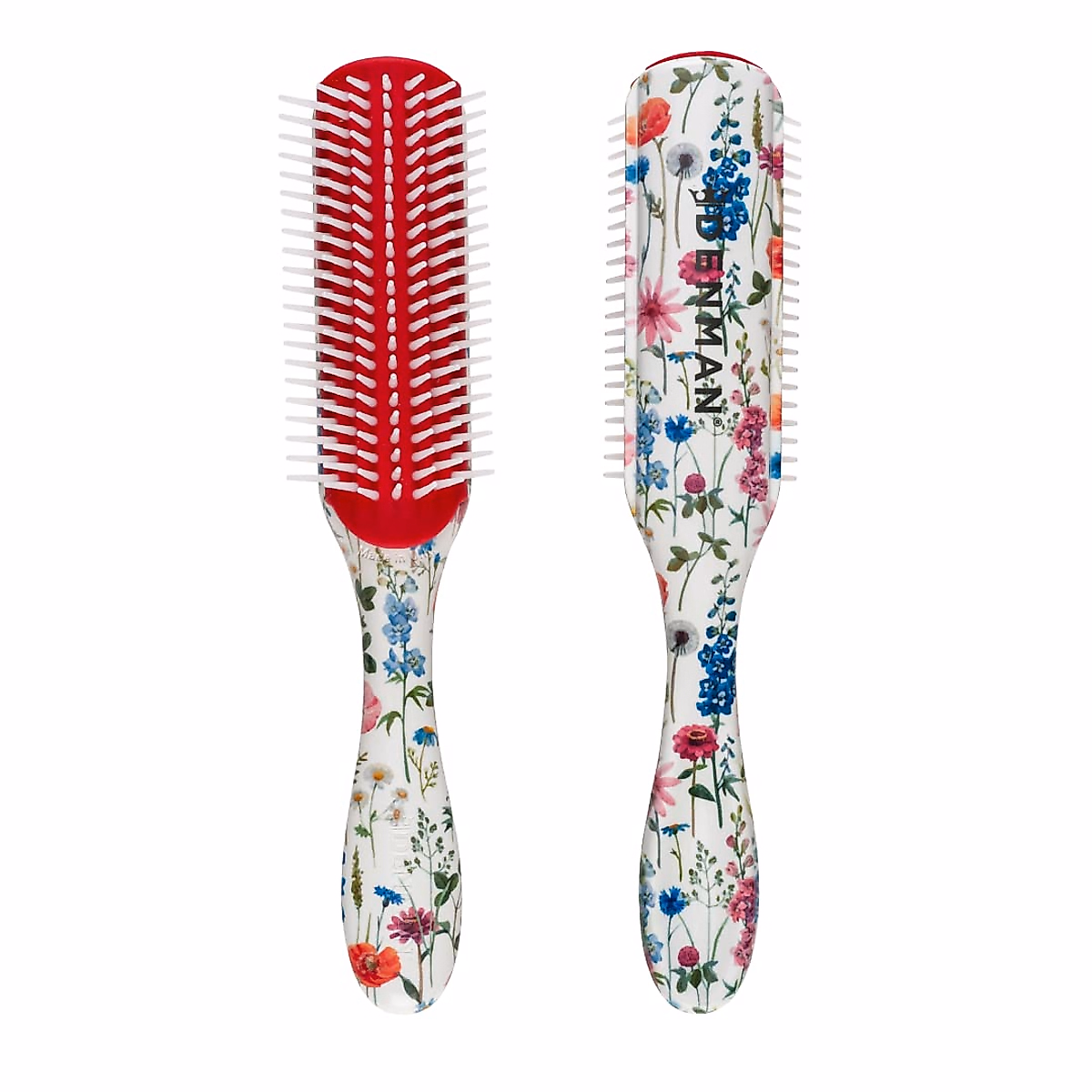 Denman Original Curl Definer & Styler 7 Row Hairbrush for Detangling, Separating, and Defining Curls, Curly Hairbrush - D3 Wild Flowers