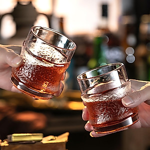 PTSTING Whiskey Glasses 10 oz Old Fashioned Whiskey Glasses Scotch Glasses Set of 6 Rocks Glass for Scotch Bourbon Whisky Cocktail Cognac Vodka Gin Tequila Rum Liquor Rye