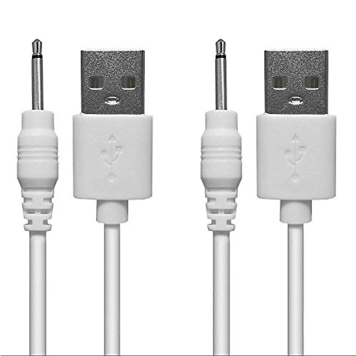 oGoDeal Replacement USB to DC Charging Cable | USB Charger Cord - 2.5mm - Original Replacement (2 Pack White)