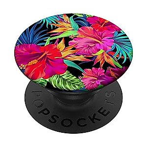 Cute Floral Hibiscus Flower Hawaii Jungle Exotic Tropical PopSockets PopGrip: Swappable Grip for Phones & Tablets PopSockets Standard PopGrip