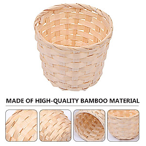 ARTIBETTER Rattan Storage Basket 4Pcs Round Bamboo Woven Storage Basket Natural Cotton Rope Sundries Organizer Decorative Flower Basket for Home ( Large ) Belly Basket