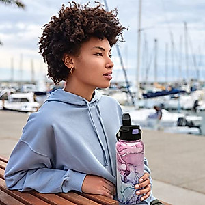 Hydraflow Hybrid - 34oz Triple Wall Vacuum Insulated Bottle with Flip Straw - Insulated Water Bottle - Stainless Steel Bottle - Water Bottle with Straw - Reusable Water Bottle (34oz, COTTON CANDY)