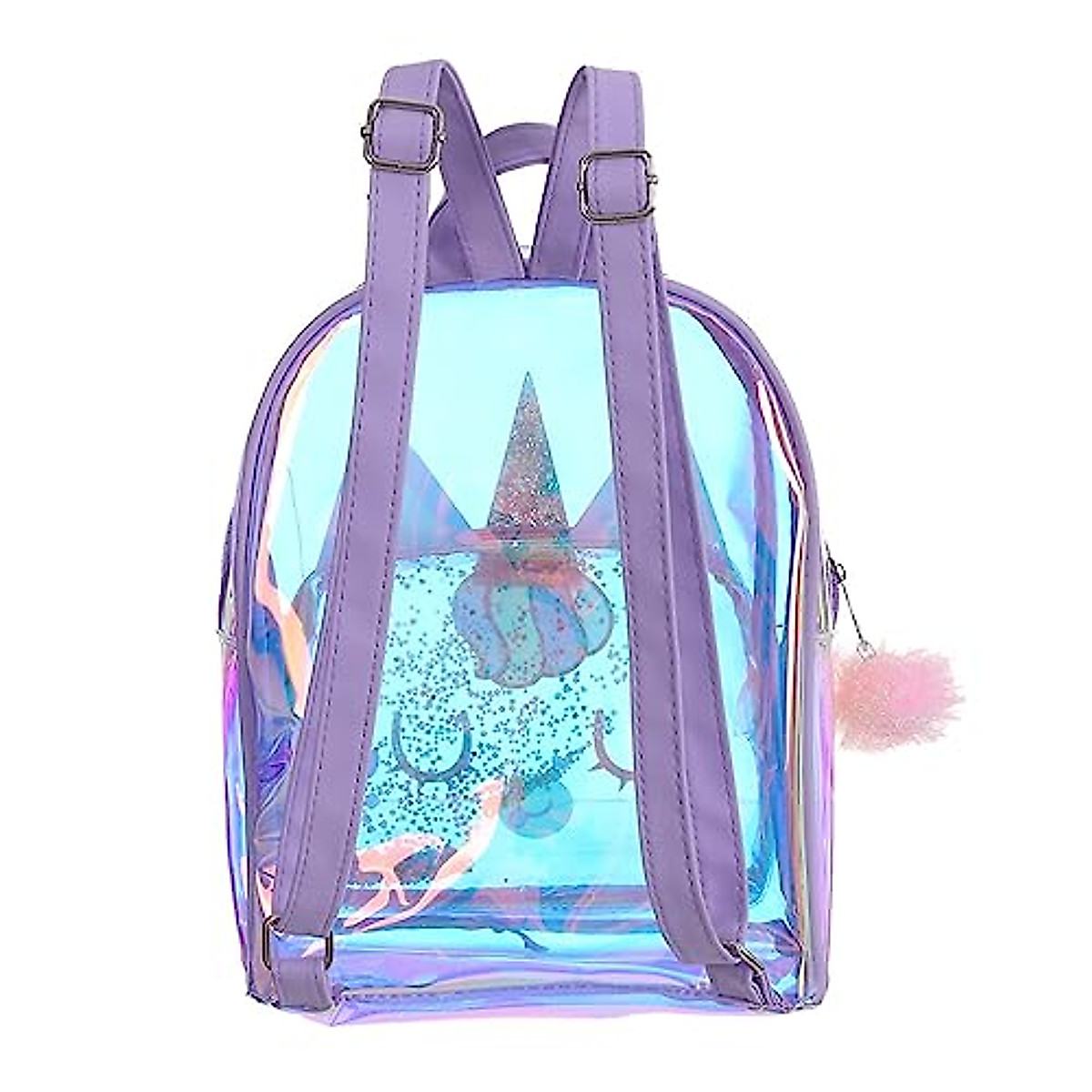VALICLUD Clear Unicorn Backpack for Girl Holographic Backpack Clear Backpack Unicorn Transparent Backpack Clear Mini Backpack Casual Daypacks (Purple)