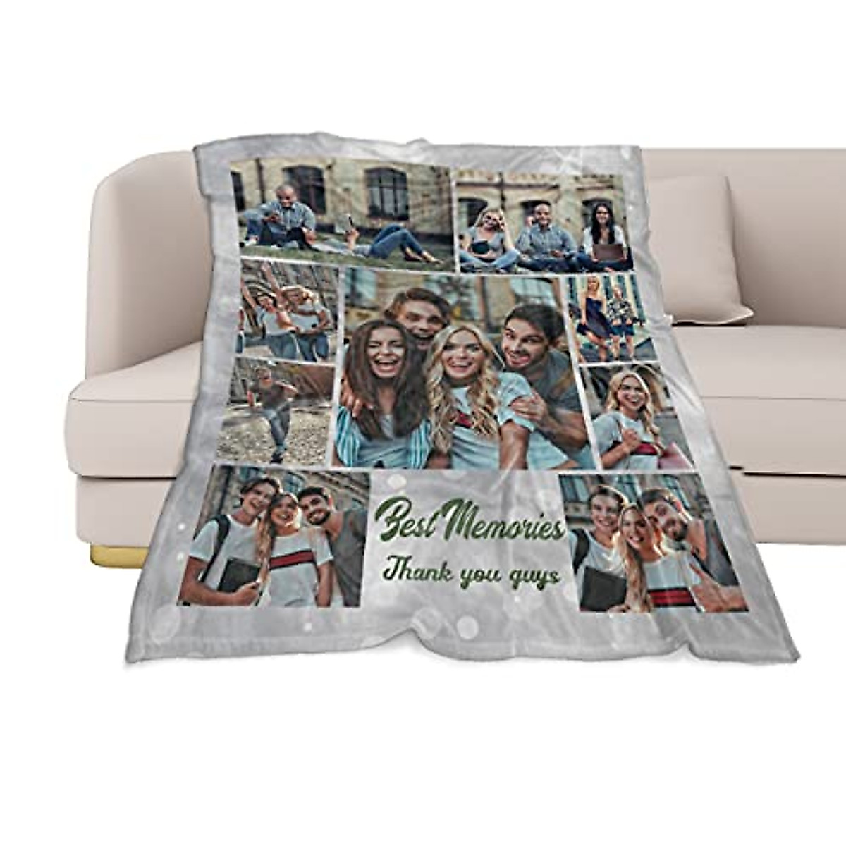 Custom Blanket for Friends, Customized Throw Blankets with Pictures for Family, Best friends, Lover or Wife Memories, Personalized Flannel Blanket with photo as a gift. (9 Photos, 32”X 48“(80X120cm))