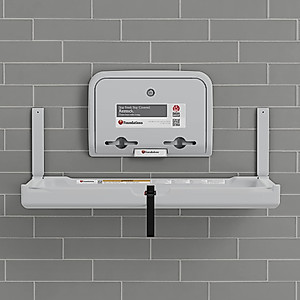 Foundations Elements Horizontal Wall Mounted Baby Changing Station and Liner Dispenser for Commercial Restrooms, Easy to Install, Meets All Safety Standards in USA, Canada & Europe (Gray)