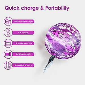 Flying Orb Ball Toys, Galaxy Ball 2024 Hover Ball Soaring Nebula Flying Orb, Hand Controlled Boomerang Galactic iFly Spinner, RGB Light Magic Space UFO Toy, Mini Drone for Kid Adults Outdoor Indoor