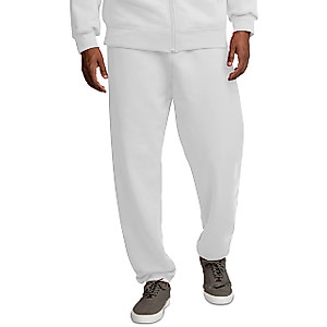 Fruit Of The Loom Mens Eversoft Fleece Elastic Bottom With Pockets, Relaxed Fit, Moisture Wicking, Breathable Sweatpants, White, Large US
