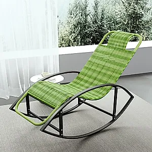 Rattan Chairs Rocking Chair Outdoor Rocker Oversized Rocker, Padded Cushion Comfy Patio Chairs Camping Chairs With Steel Frame For Patio, Backyard, Balcony, Porch, 150KG Weight Capacity ( Color : A )