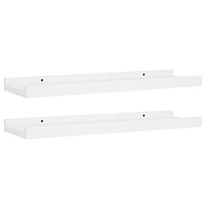 homiuse 2 Pack Floating Shelves 15.7" Wall Shelves for Bathroom Shelf Decor Floating Shelf Bracket Wall Mounted Shelves for Bedroom Picture Frame Ledge Shelves for Wall Storage Small Shelf White MDF
