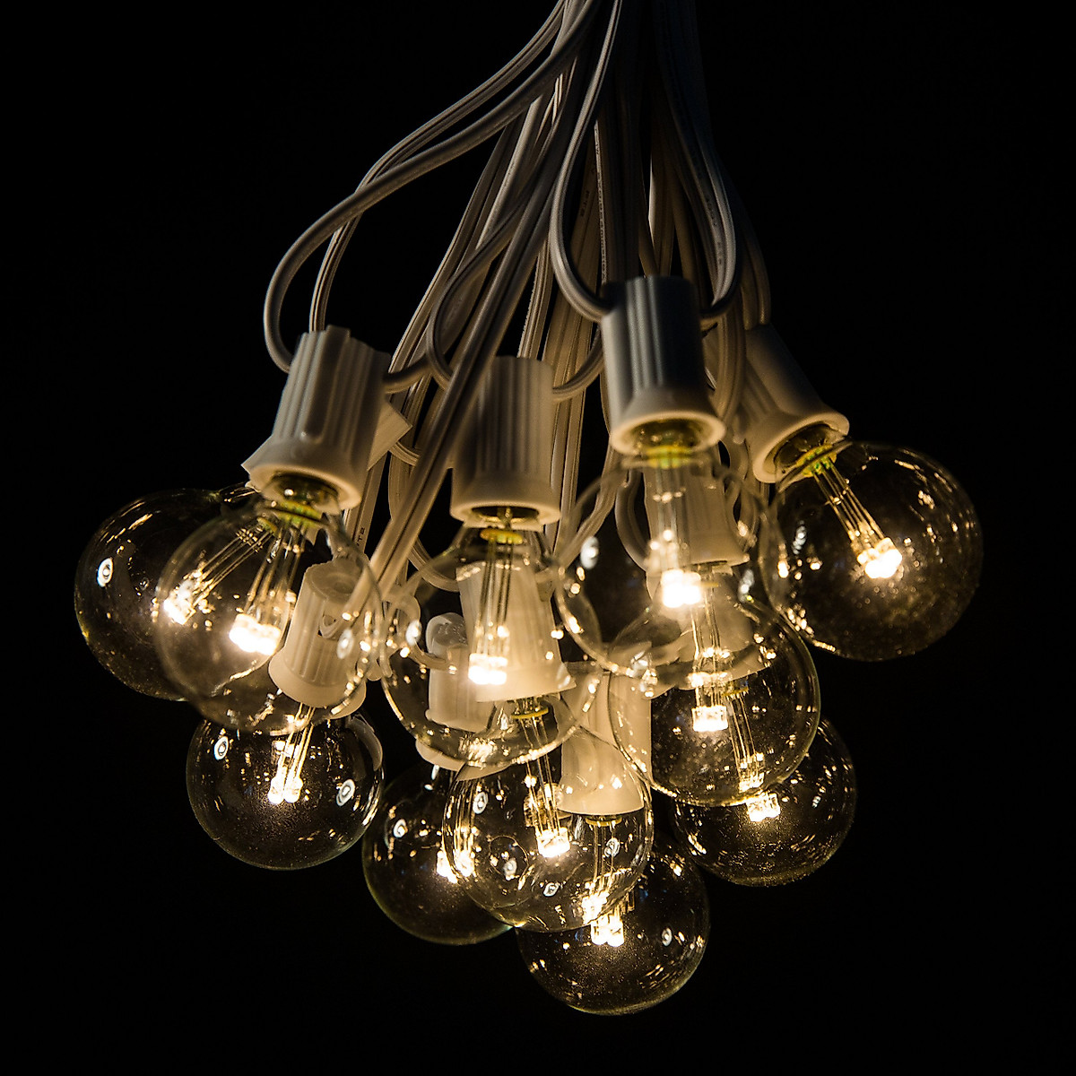 Hometown Evolution, Inc. 10 Foot Outdoor Globe String Lights (10 Foot, LED G40 Clear - White Wire - 1.6" .6 Watt Bulbs)