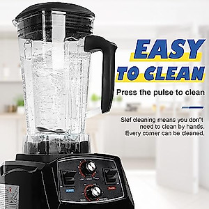 CRANDDI Professional Blenders with Timer for Kitchen, 1500W, 70oz Commercial Blenders for Shakes and Smoothies, Easy to Clean, YL-011 Black