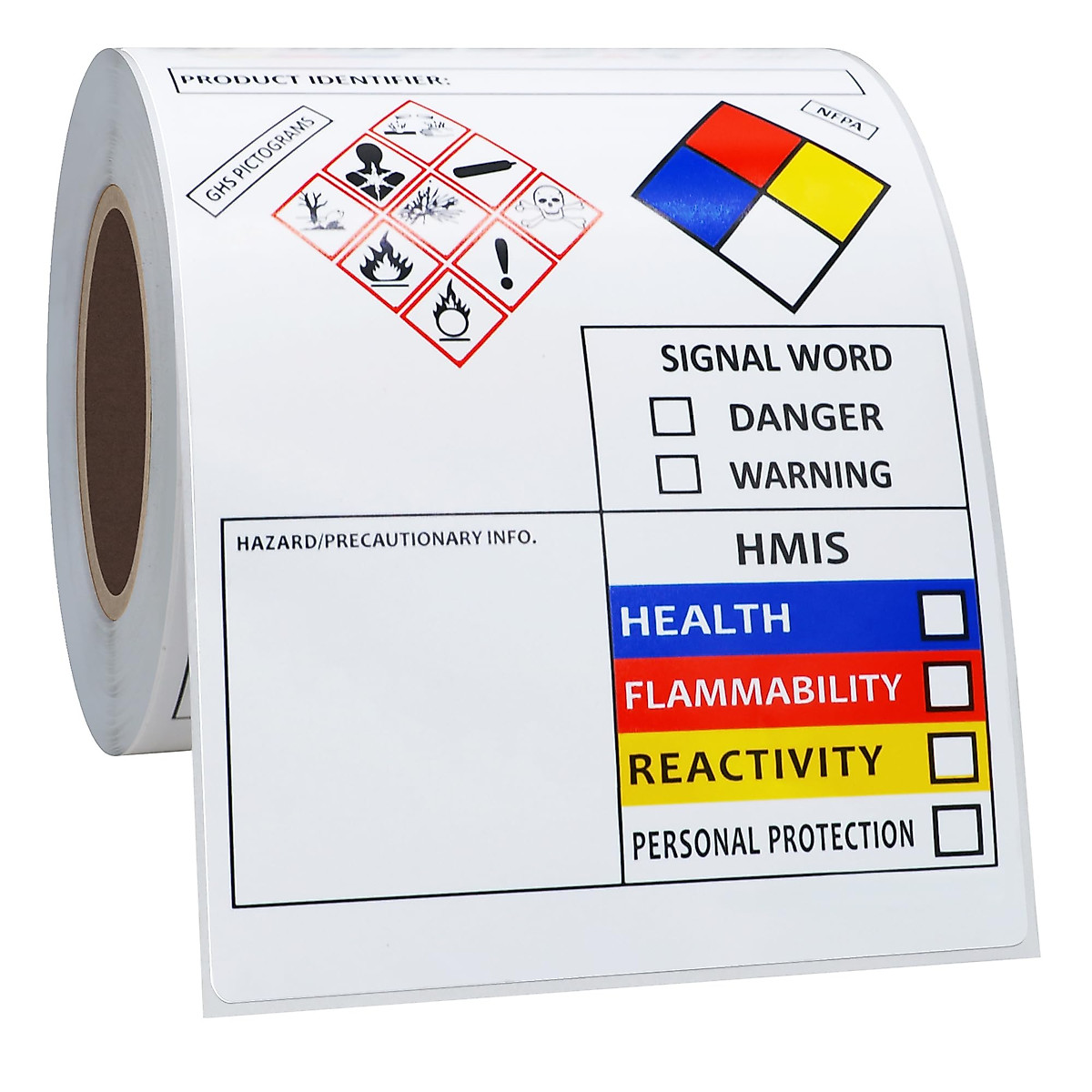 Aleplay SDS OSHA Data Labels for Chemical Safety 3×4 Inch MSDS Stickers with GHS Pictograms HMIS & Hazard Compliant Secondary Containers, 100 Stickers Per Roll