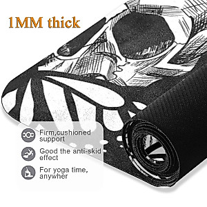 Baofu Non Slip Yoga Mat Skull Exercise Fitness Eco Friendly Hot Mat Long TPE Foldable Natural Non-Toxic Pilates Mat with Carrying Bag 71"x26"