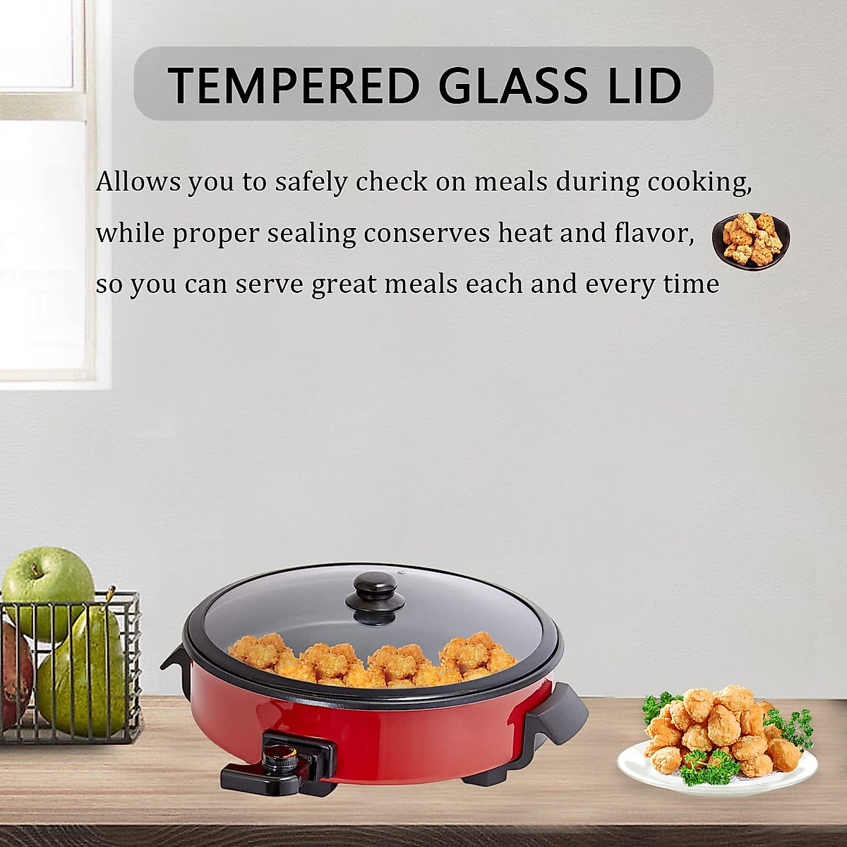 14" Family-Sized Nonstick Electric Skillet - Serves 4 to 6 People (5Qt.)