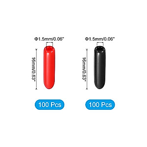 PATIKIL 1.5 mm Round Rubber End Caps, 200 Pack Vinyl Bolt Cover Caps Flexible Screw Thread Protectors for Metal Tubing Rod Bolts, Black-Red