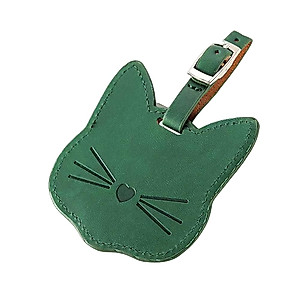2Pcs Retro Style Cute Cat Premium Faux Leather Luggage Tags Privacy Protection Travel Bag Labels Suitcase Tags for Travel Bag,school bags,backpacks, golf bags, gym bags...
