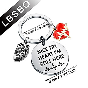 CENWA Heart Attack Survivor Gifts Heart Transplant Gift Nice Try Heart I'm Still Here Keychain (STILL HEART K)