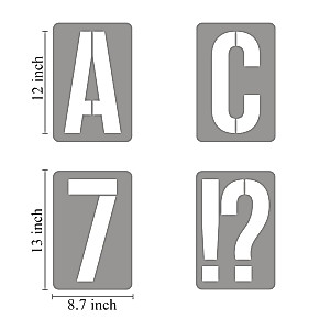 12 Inch Alphabet Letter Stencils for Painting - 42 Pack Letter and Number Stencil Templates with Signs for Painting on Wood, Reusable Numbers and Letters Stencils for Chalkboard Wood Signs & Wall Art