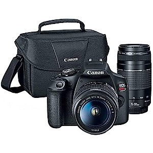 Canon 2727C021 EOS Rebel T7 DSLR Camera with EF18-55mm + EF 75-300mm Double Zoom Kit Bundle with 3 YR CPS Enhanced Protection Pack
