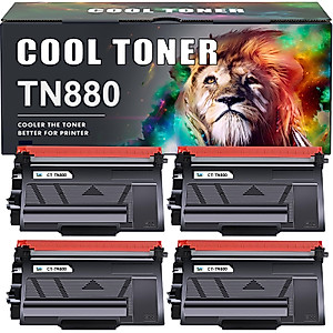 Cool Toner Compatible Toner Cartridge Replacement for Brother TN880 TN-880 TN 880 HL-L6200DW MFC-L6700DW MFC-L6800DW HL-L6200DWT HL-L6300DW MFC-L6900DW Super High Yield Printer Black Ink 4Pack
