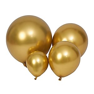 100pcs Metallic Gold Balloons Different Sizes 18 inch +12 inch +10 inch +5 inch Chrome Gold Balloon Gold Latex Balloons for Halloween Christmas Thanksgiving Birthday Party Graduation Baby Shower