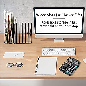 6 Pieces Triangle File Holder Metal Vinyl Record Stand Holder Record Dividers Vertical Vinyl Stand Holder Record Album Holder Magazine Shelf Bookshelf Photography Props for Home Office Decor (Black)