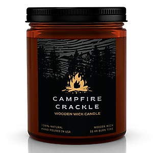 Campfire Candle Scented| 8oz Firewood Scented Candles for Men Wood Wick, Long Lasting, Masculine Scents, Natural Soy Jar Candle for Home, The Perfect Mens Gift.