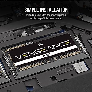 CORSAIR VENGEANCE SODIMM DDR5 RAM 64GB (2x32GB) 4800MHz CL40 Intel XMP iCUE Compatible Computer Memory - Black (CMSX64GX5M2A4800C40)