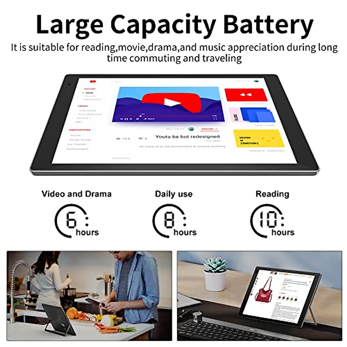 TJD Android 11 Tablet 10.1 Inch Tablets, 128GB ROM 512GB Expandable, Quad-Core Processor Google GMS Tablet, 6000mAh Fast Charge, 8MP Dual Camera, IPS HD Touchscreen WiFi Bluetooth (Black)