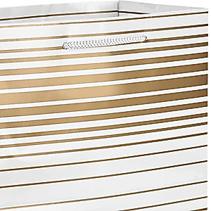 Hallmark Gold Gift Bag Assortment - Diamonds, Stripes, Dots (Pack of 6: 2 Medium 9", 2 Large 11", 2 Extra Large 14") for Chrsitmas, Hanukkah, Graduations, Birthdays, Weddings, Bridal Showers