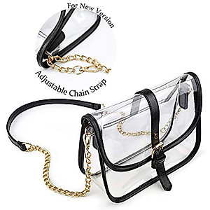 Clear Saddle Cross Body Bag Women Chain Shoulder Handbag Purse (Black)