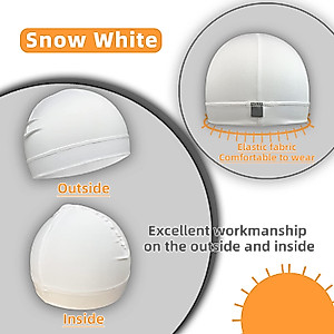6 Pcs Skull Cap Sweat Wicking Helmet Liner Breathable Cycling Beanie White Running Sports Hat Cooling Head Wraps for Men (White Pack)