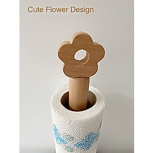 Paper Towel Holder, Wooden Kitchen Roll Stand Organizer Free Standing, Housewarming Gift Present for Friends