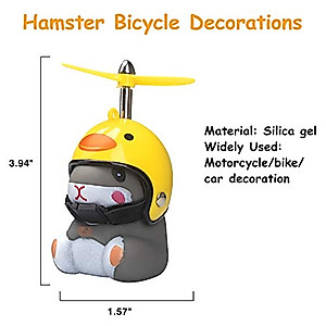 wonuu Duck Bike Bell with Light and Helmet Cute Hamster Bicycle Horn, Dashboard Decoration Hamster Toy Motorcycle Bike Bells Rubber Duck Car Dashboard Decorations (Chicken-Hamster)