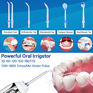 Cordless Water Dental Flosser for Teeth with 5 Modes, 2 in 1 Portable Oral Irrigator & Toothbrush with 6 Tips, 300ML, IPX7 Waterproof, USB Rechargeable Water Pick Teeth Cleaner for Braces & Bridges