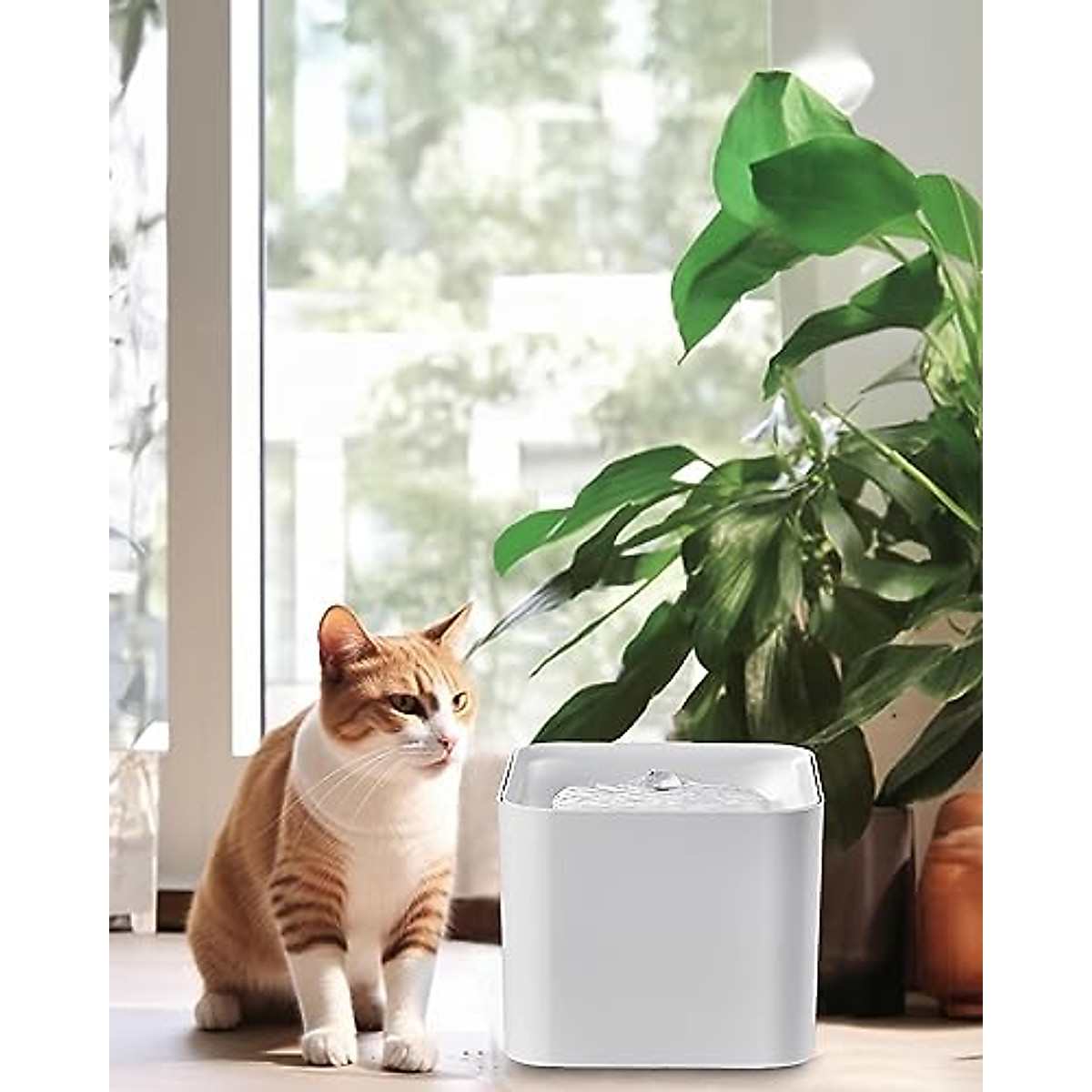 Cat Water Fountain,luti 67 oz/2.0L Automatic Water Fountain for Cats Inside with LED Light for Cats, Dogs, Multiple Pets, Replacement Filters Included, White