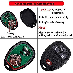 SaverRemotes Key Fob Compatible for 2007 2008 2009 2010 2011 2012 2013 Chevy Silverado 1500 2500 3500 Keyless Remote Replacement for OUC60270 OUC60221